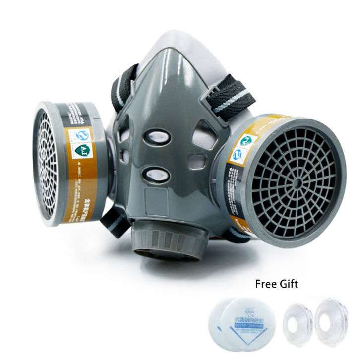 308 Face Gas Dust Mask Chemical Respirator Dual Filters Work Safety ...