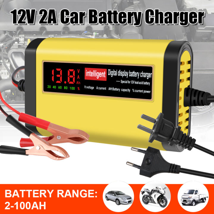 3 Stages Lead Acid AGM GEL Battery-chargers 2A Intelligent Fast Power ...