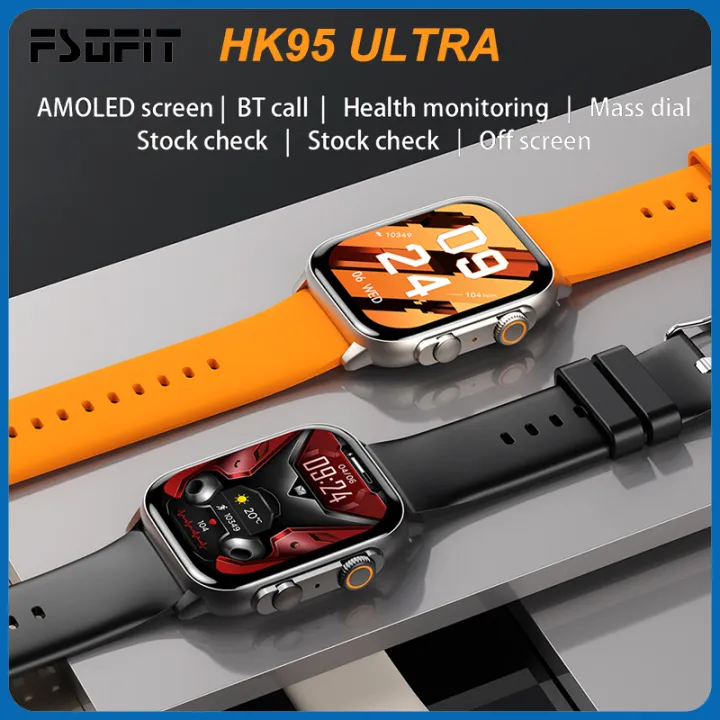 HK95 Ultra Smartwatch Men Women NFC AMOLED Screen BT Call Blood Oxygen ...