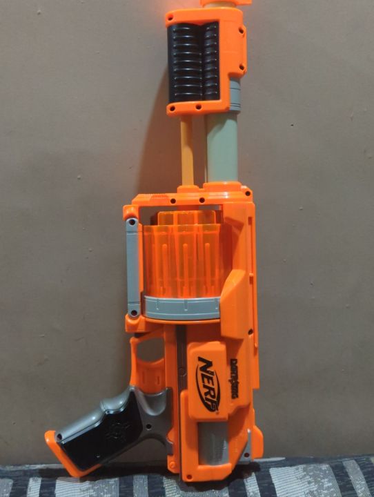 (F). Hasbro NERF Dart Tag Furyfire Pump Action Blaster Toy W/10 Darts ...