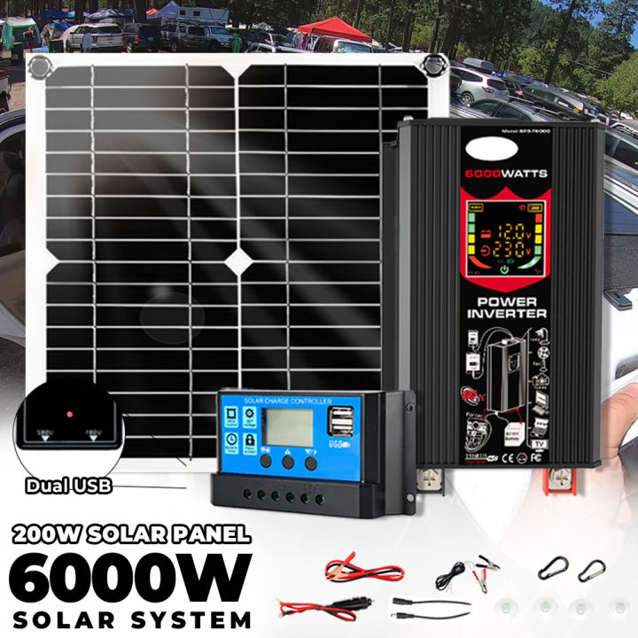 Off Grid Solar System for Home 6000W 220v Inverter 30A Controller 5V ...