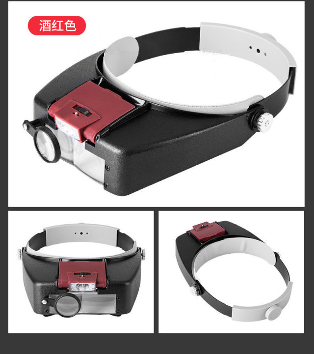 Adjustable Headband 10X Lighted Magnifying Glass Watch Repair Tool Head ...