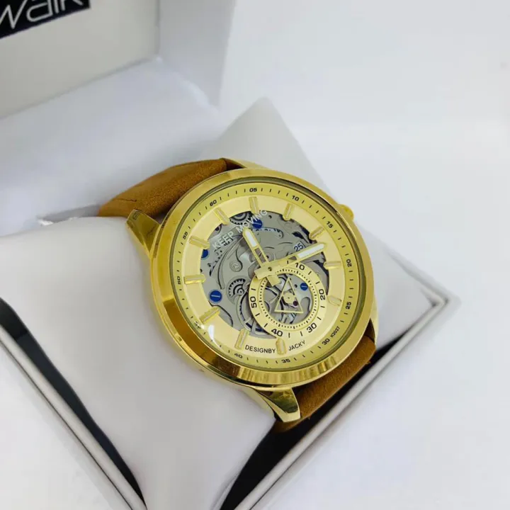 Keep Moving Men's Leather Mechanical Watch - K2027 | Daraz.com.bd