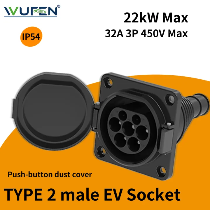 WUFEN EVSE Type 2 Male Socket 16A&32A 1P&3P for Electric Vehicle Car ...