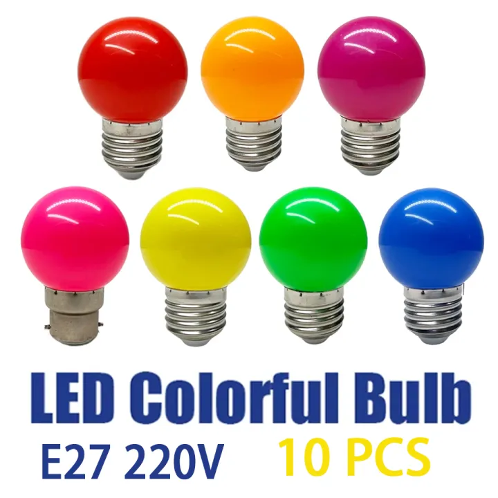 10 PCS Colorful G45 LED Bulb E27 3W 220V Red Blue Green Pink Yellow ...