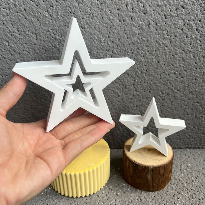 3D Hollow Star Shape Silicone Mold DIY Five-Pointed Stars Concrete ...