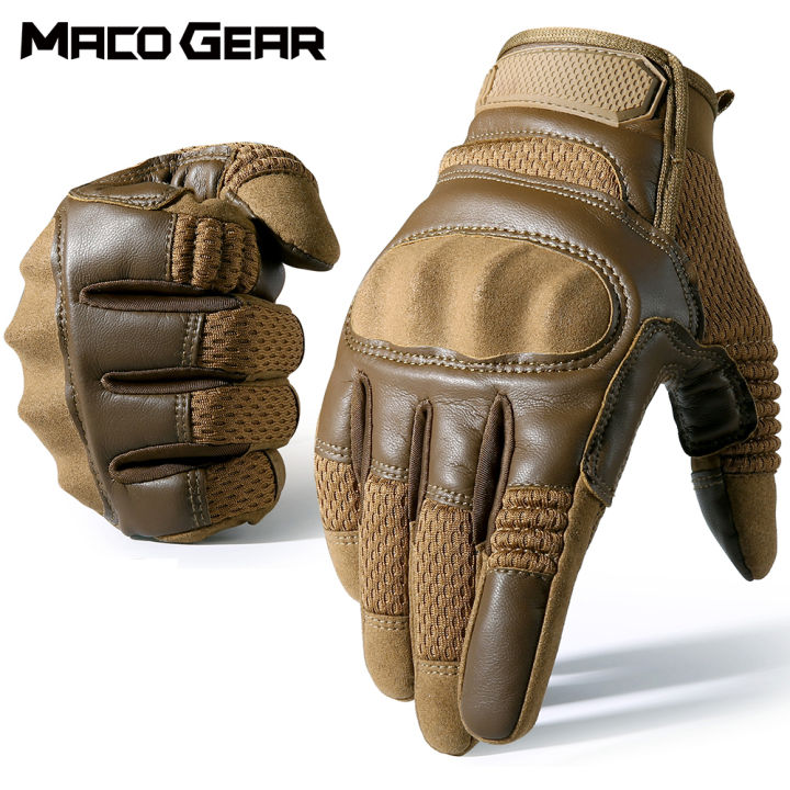 Touchscreen PU Leather Motorcycle Full Finger Gloves Racing Pit Bike ...