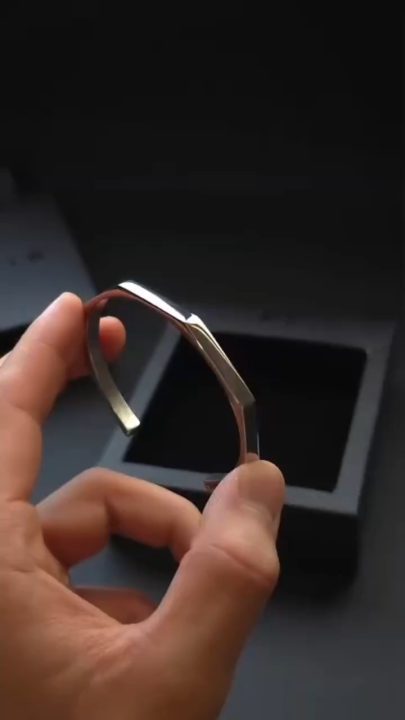 Men’s Geometric Cuff Bracelet – Stainless Steel Open Bangle, Minimalist ...