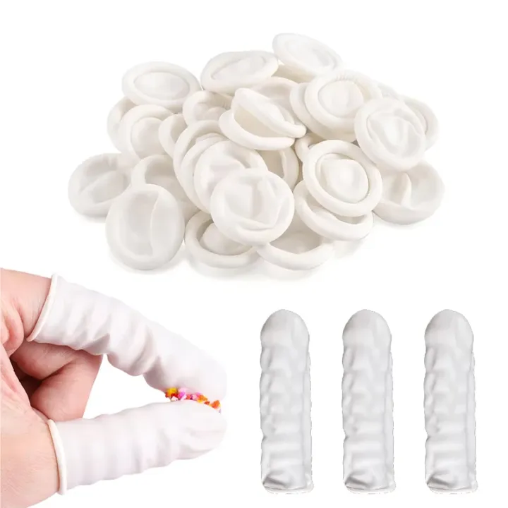 50/100Pcs Protective Fingertip Natural Rubber Gloves Disposable Latex ...