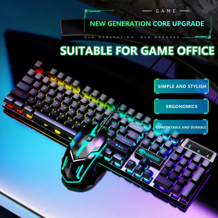 Gamer Keyboard And Mouse PC Gaming Keyboard RGB Backlit Keyboard Rubber ...