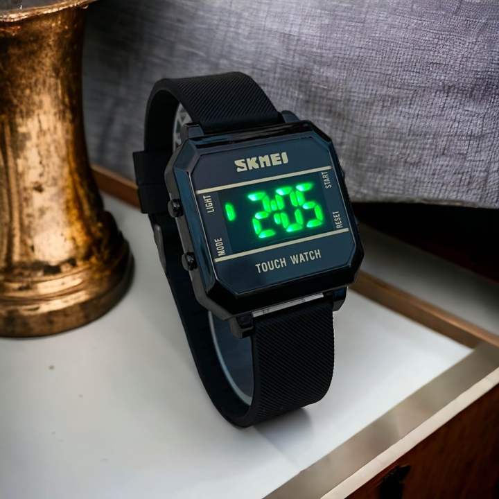 Skmei Digital And Green Light Silicone Belt touch screen square body ...