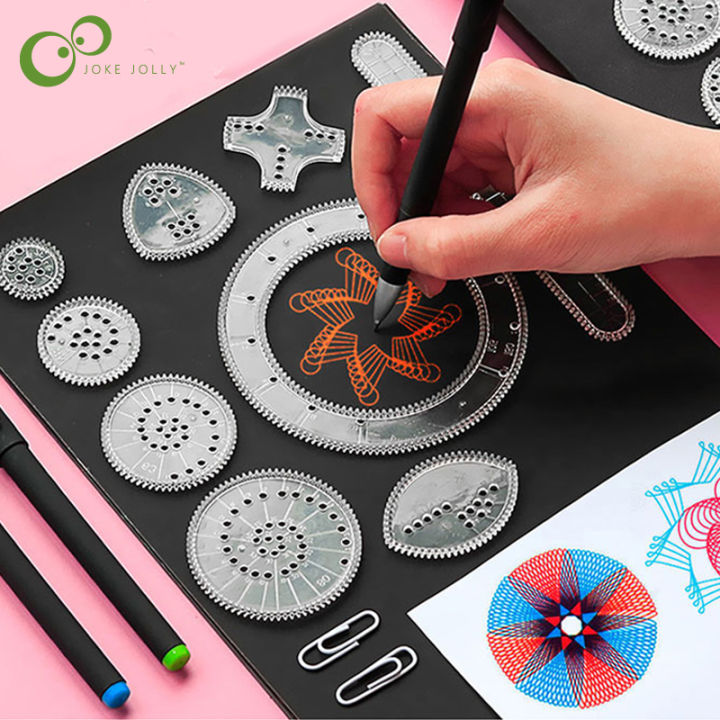 Spirograph Drawing Scratch Painting Toys Set Interlocking Gears Wheels ...