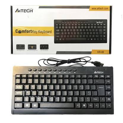 A4Tech KR-86 ComfortKey Ergonomic Wired Keyboard with Silent Key Design ...