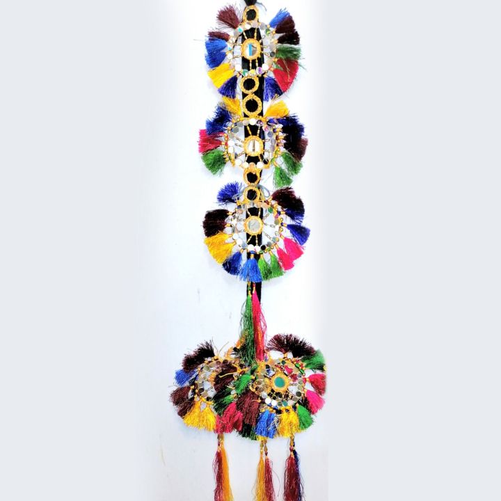 Tribal Sindhi Long MultiColor Paranda Hair Catcher, MultiColor Mirror ...