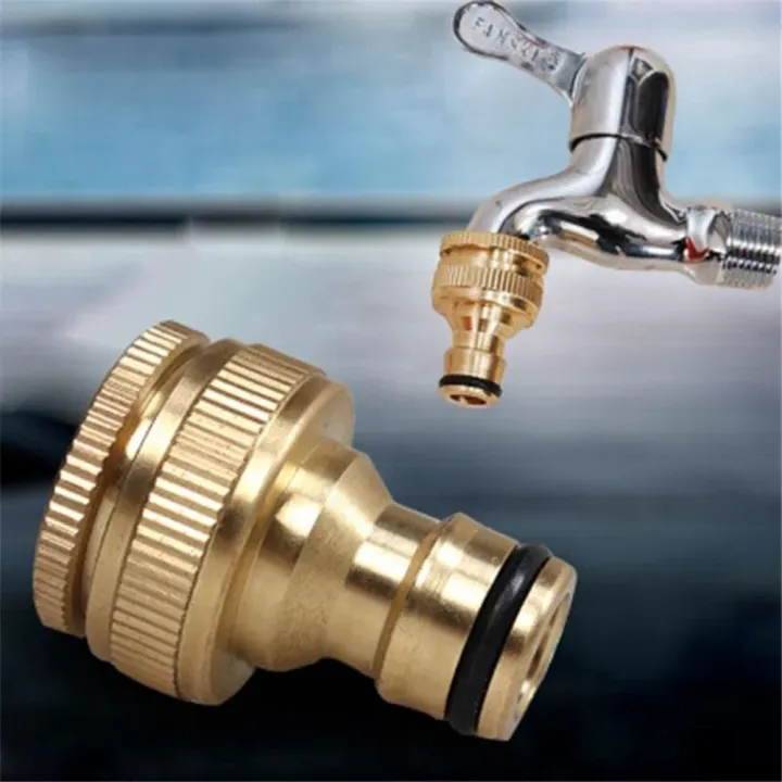 1PCS 3/4" Threaded Brass Tap Adaptor Garden Water Hose Quick Pipe ...