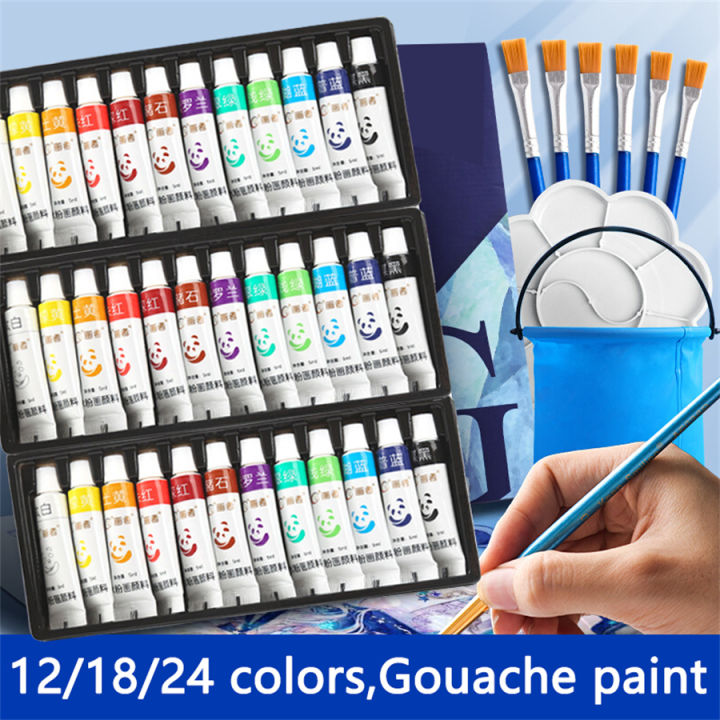Gouache paint set, featuring 12 colors/18 colors/24 colors, 5 ml/0.17 ...