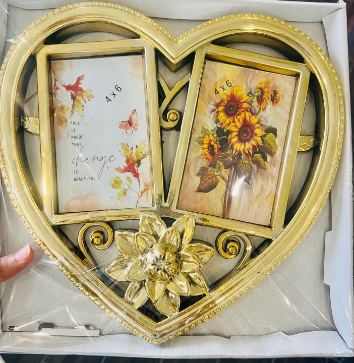 Pictures frame/gift/gold 2 Photoframe/large size/heart gold color ...