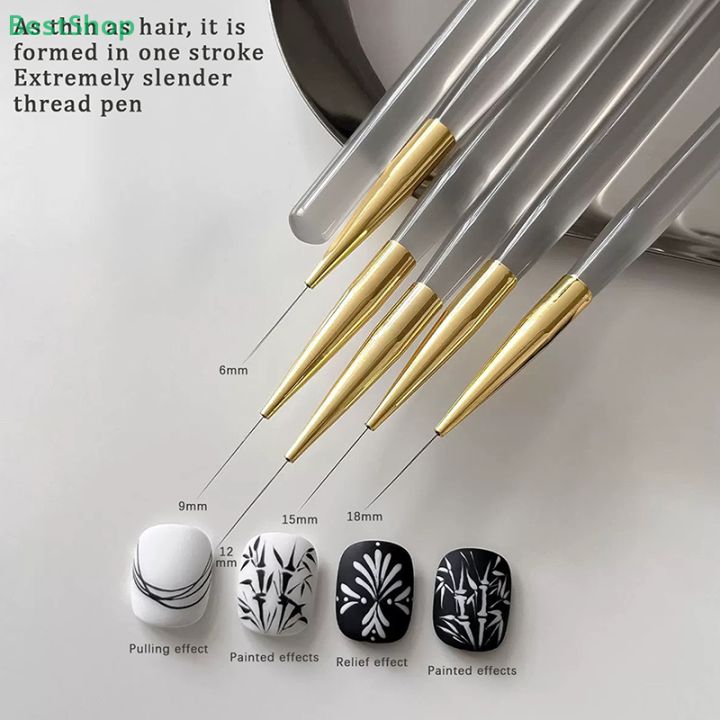 ♥♥♥5Pcs Slim Nail Art Brushes – Acrylic Flower Painting & Line Drawing ...