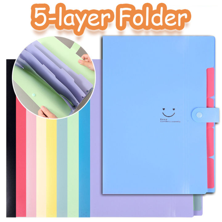 A4 Organ Folder 5 Layers Macaron Colors File Manager Storage Simple ...