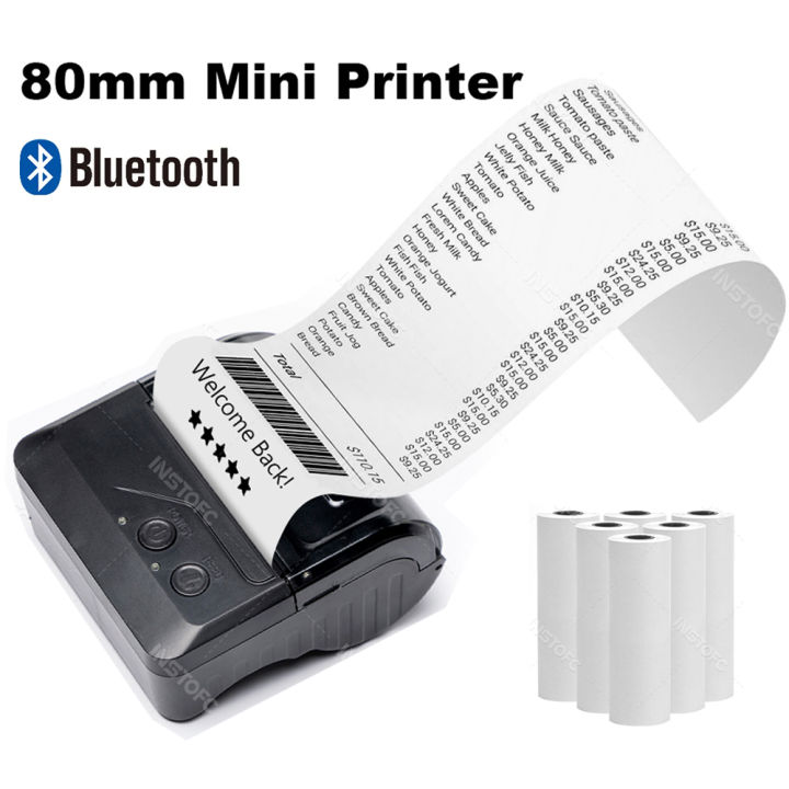 Wireless Mini 80mm Bluetooth Portable Thermal Receipt Printer Mobile ...