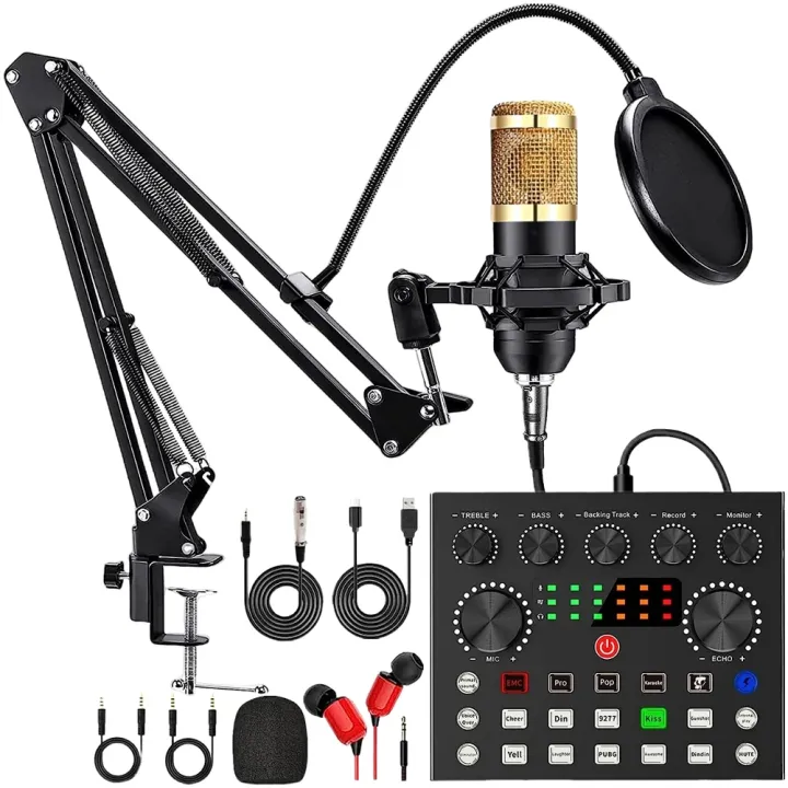 BM800 V8 Sound Card Set Professional Audio Condenser Mic Studio Singing Microphone for Karaoke ...