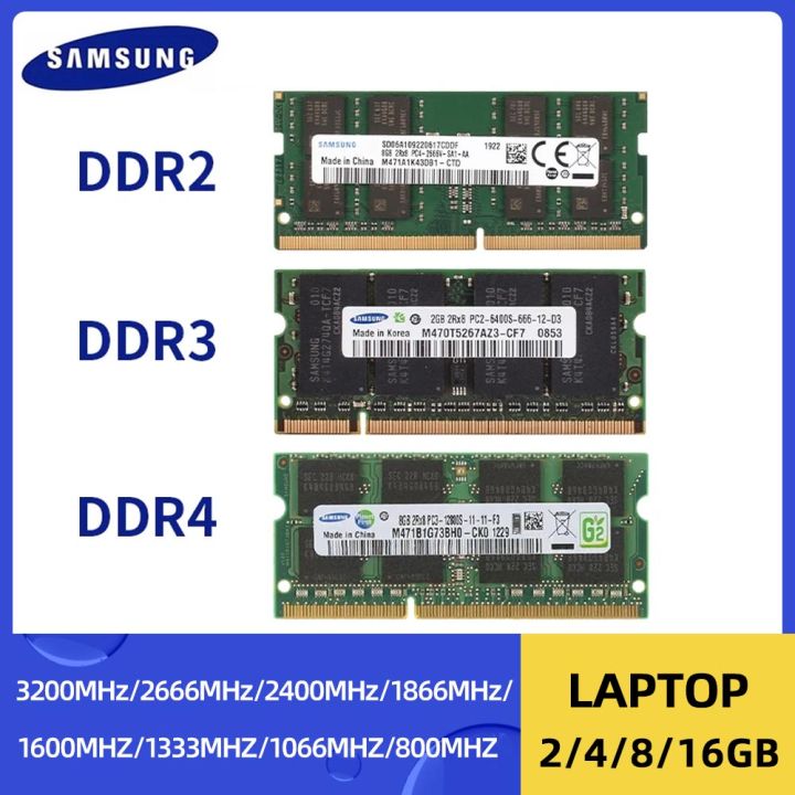 SAMSUNG Laptop Ram DDR4 DDR3 DDR2 16GB 8GB 4GB 2GB 3200 2666 2400 1866 1600 1333 1066 800 667MHz ...