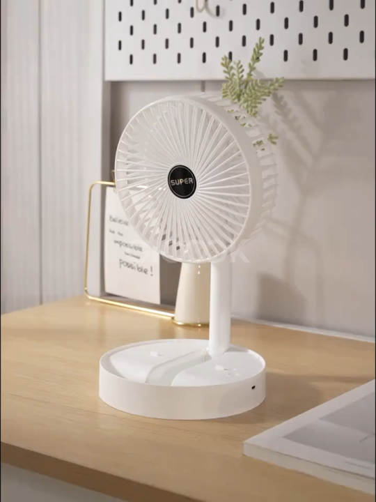 Portable USB Rechargeable Fan - Telescopic Folding Desktop Fan Low ...