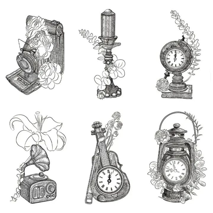 Vintage Camera Alarm Clock Series Clear Silicone Stamps Scrapbook ...