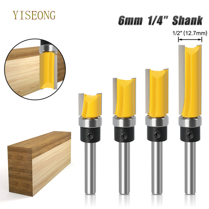 3PCS/4PCS 1/4" 6mm Shank Flush Trim Router Bit Blade Template Pattern ...