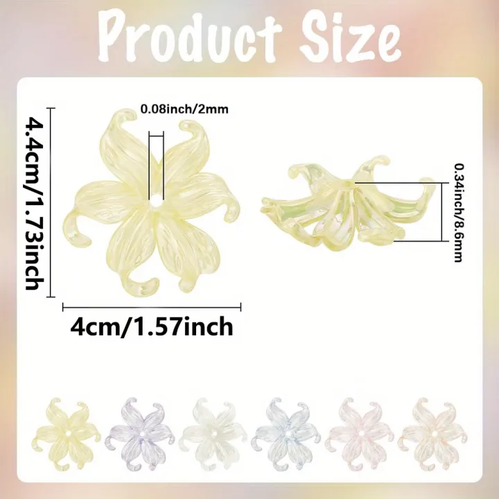 3/9/15pcs Multi-color Acrylic Flower Beads,DIY Hair Accessories ...