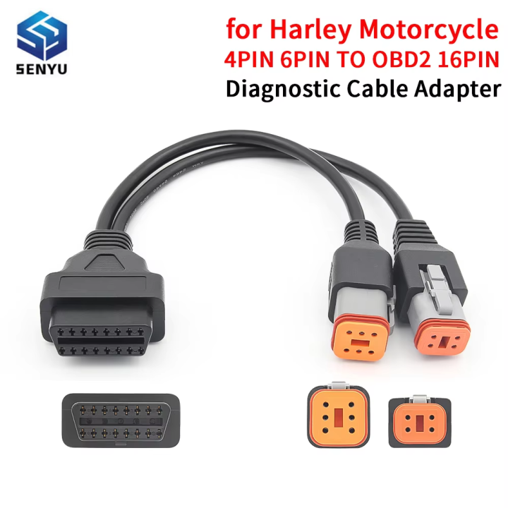 For Harley Davidson 4 pin 6 pin 2in1 OBD 2 Extension Cable Adapte ...