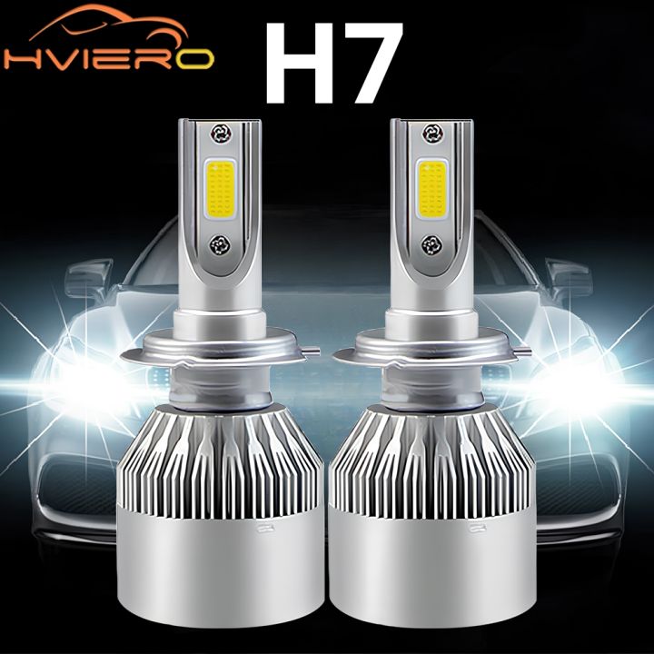 2X White H7 Car Headlights Bulbs LED 72W 7600lm 12V Waterproof Auto Front Bulb Automobile Head ...