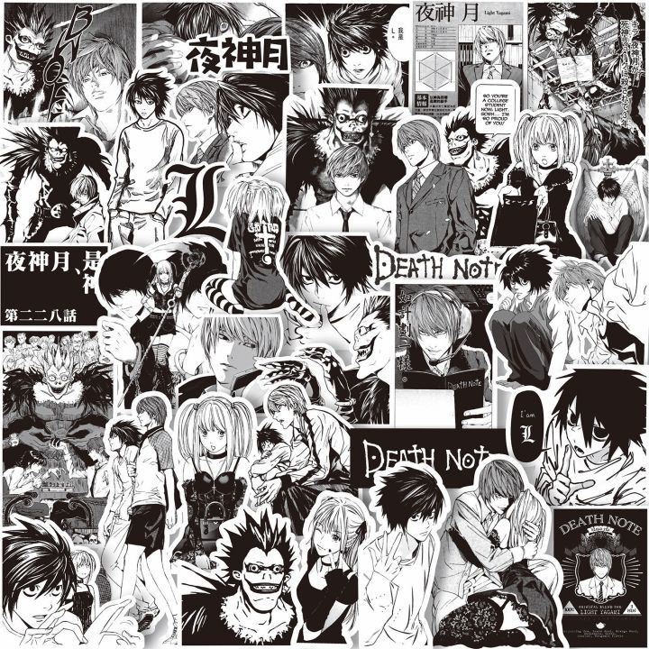 65pcs Anime DEATH NOTE Black White Graffiti Stickers Pack Decals ...