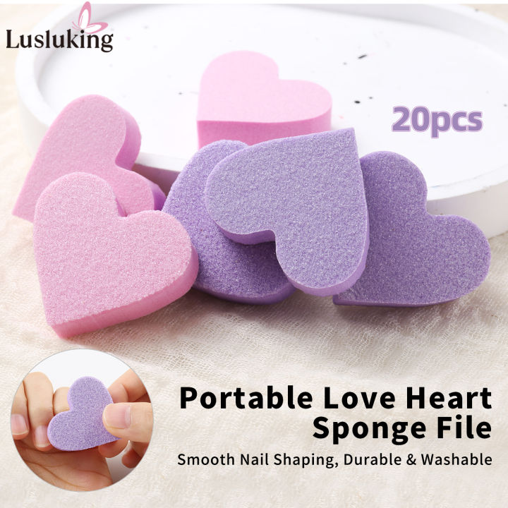 20Pcs Nail Buffing Set Mini Heart-Shaped Files for Manicure Pedicure ...