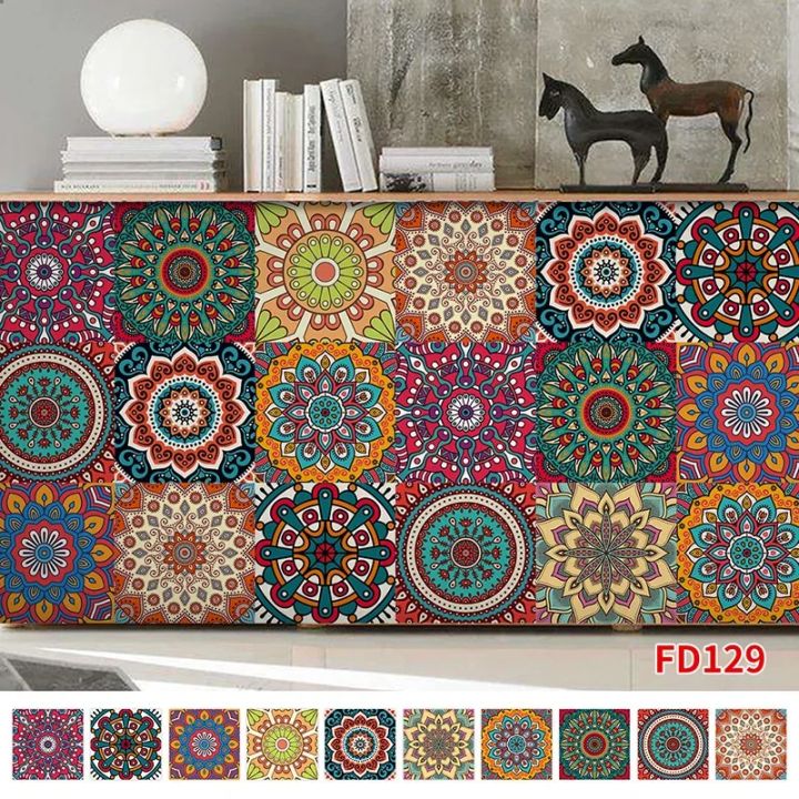 Bohemian Tile Wall Stickers, Peel And Stick, Waterproof Living Room ...