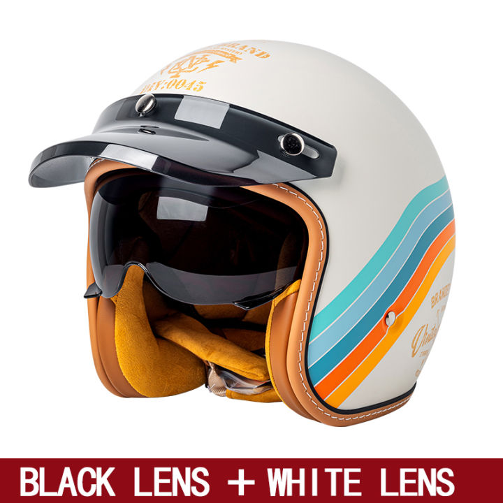 Retro half helmet motorcycle helmet ladies motorcycle three-quarters ...
