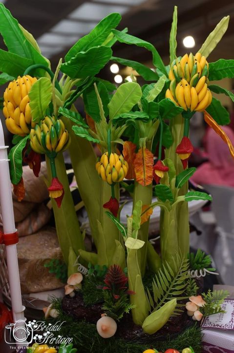 Big artificial clay bonsai banana tree decoration interior - multicolor ...