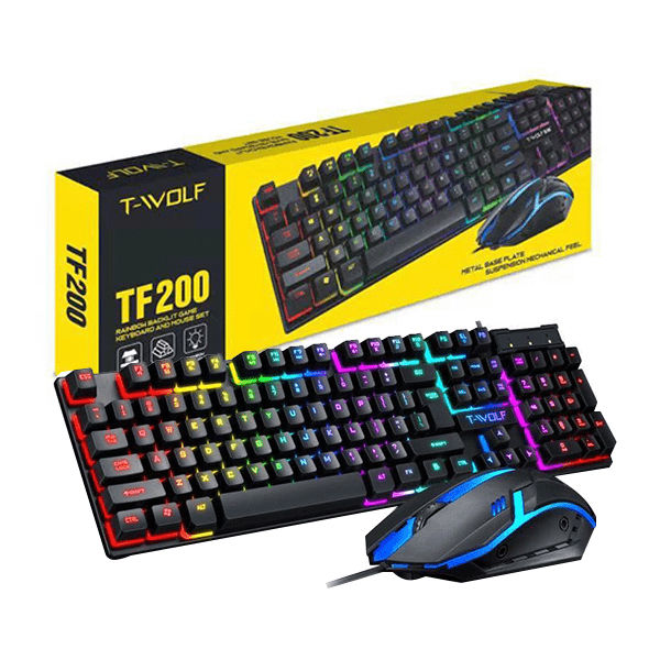 T-WOLF TF200 Gaming RGB Light Keyboard and Mouse Combo ,USB Ergonomic ...