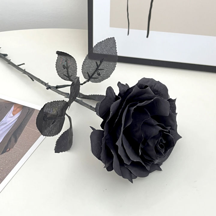 1pc Pure Black Rose Mock Bouquet Halloween Horror Gothic dark decor ...
