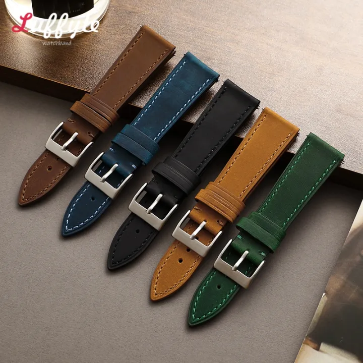 Quick Release Crazy Horse Leather Band 18mm 19mm 20mm 21mm 22mm Soft ...