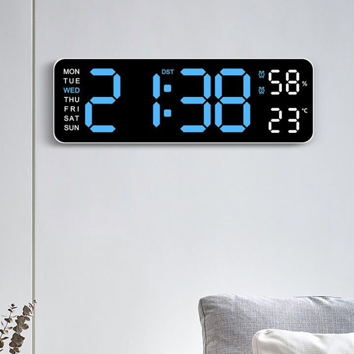 Large Digital Wall Clock Temperature and Humidity Week Display ...