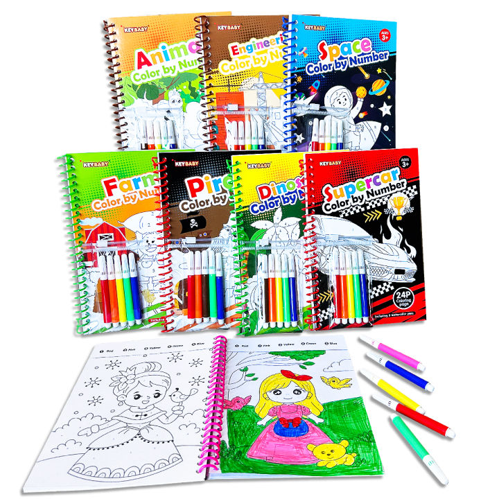 Color by Number Books Set for Kids - 8 different themes of boys' and ...