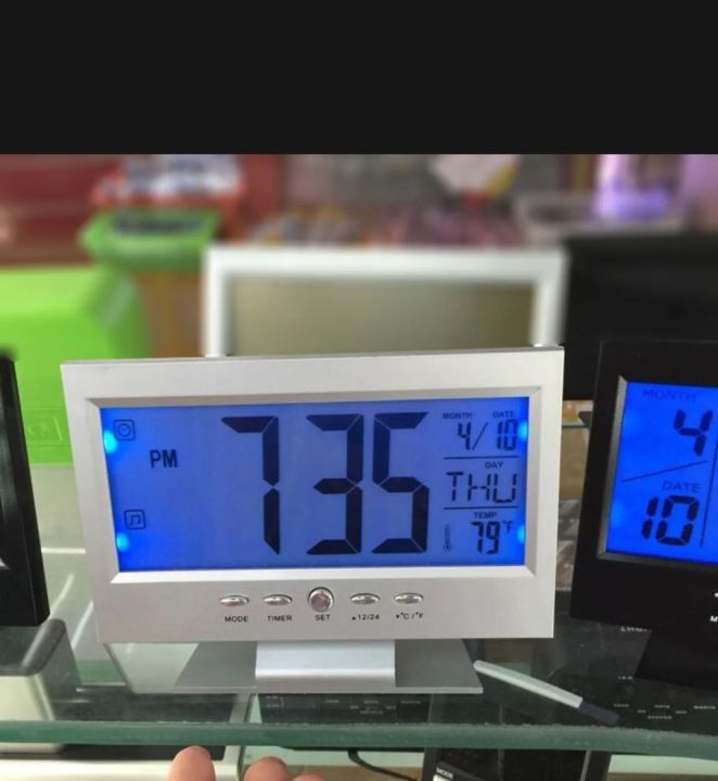 Digital Table clock, with lighting, date and room temperature display ...
