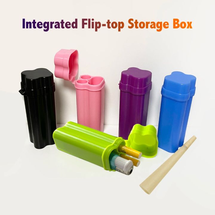 One-piece Flip-top Cigarette Case Kit with Two Holes Including Lighter ...