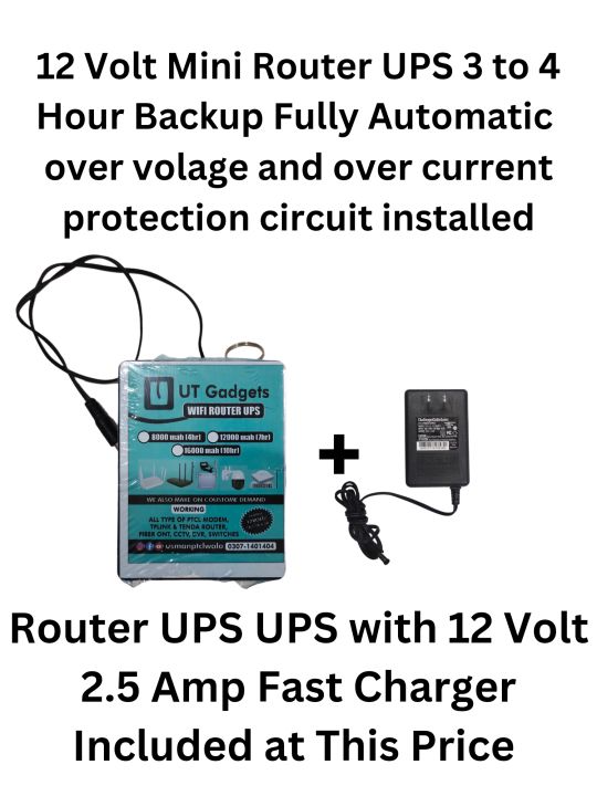 WiFi Router UPS Power Bank 12 Volts 1A 1.5A 4 to 5 Hours Backup Tp Link ...