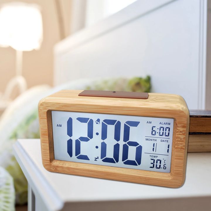 Digital Alarm Clock Wooden Electronic Digital Alarm Screen Desktop ...