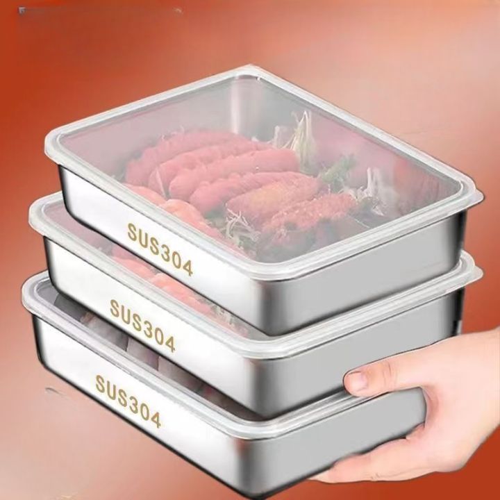 Stainless Steel Food Storage Serving Trays Rectangle Sausage Noodles ...