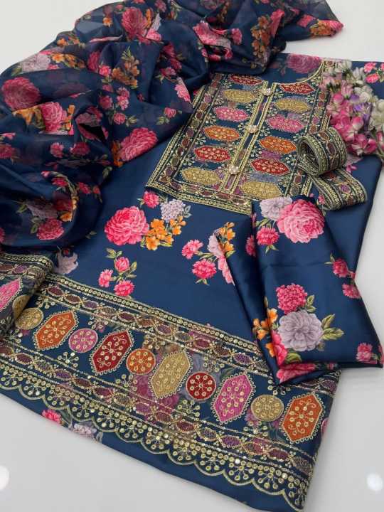 #ANEELA’S #HIT #CODE Beautiful Aneela’s Luxury Embroidered Shamooz Silk ...