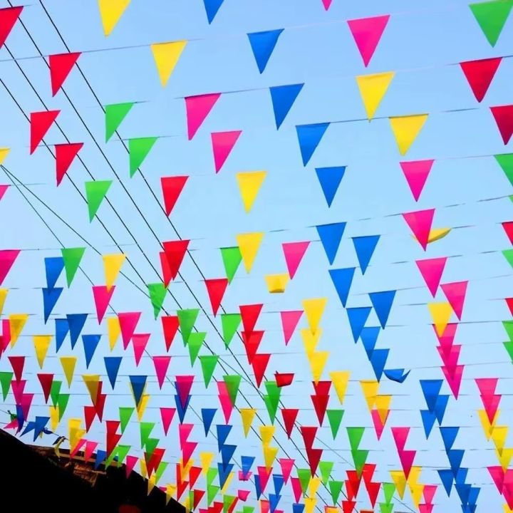 100M Colorful Triangle Nylon Bunting Banner - Outdoor Festival ...