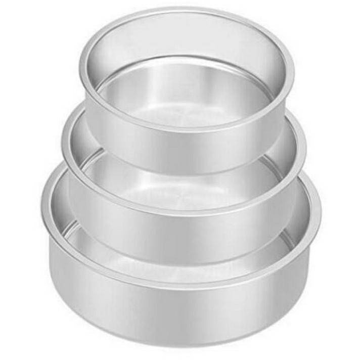 Silverline 3 in 1 Aluminium Round Cake Pot/Mould [6.5", 8.5", 10.5" Set ...